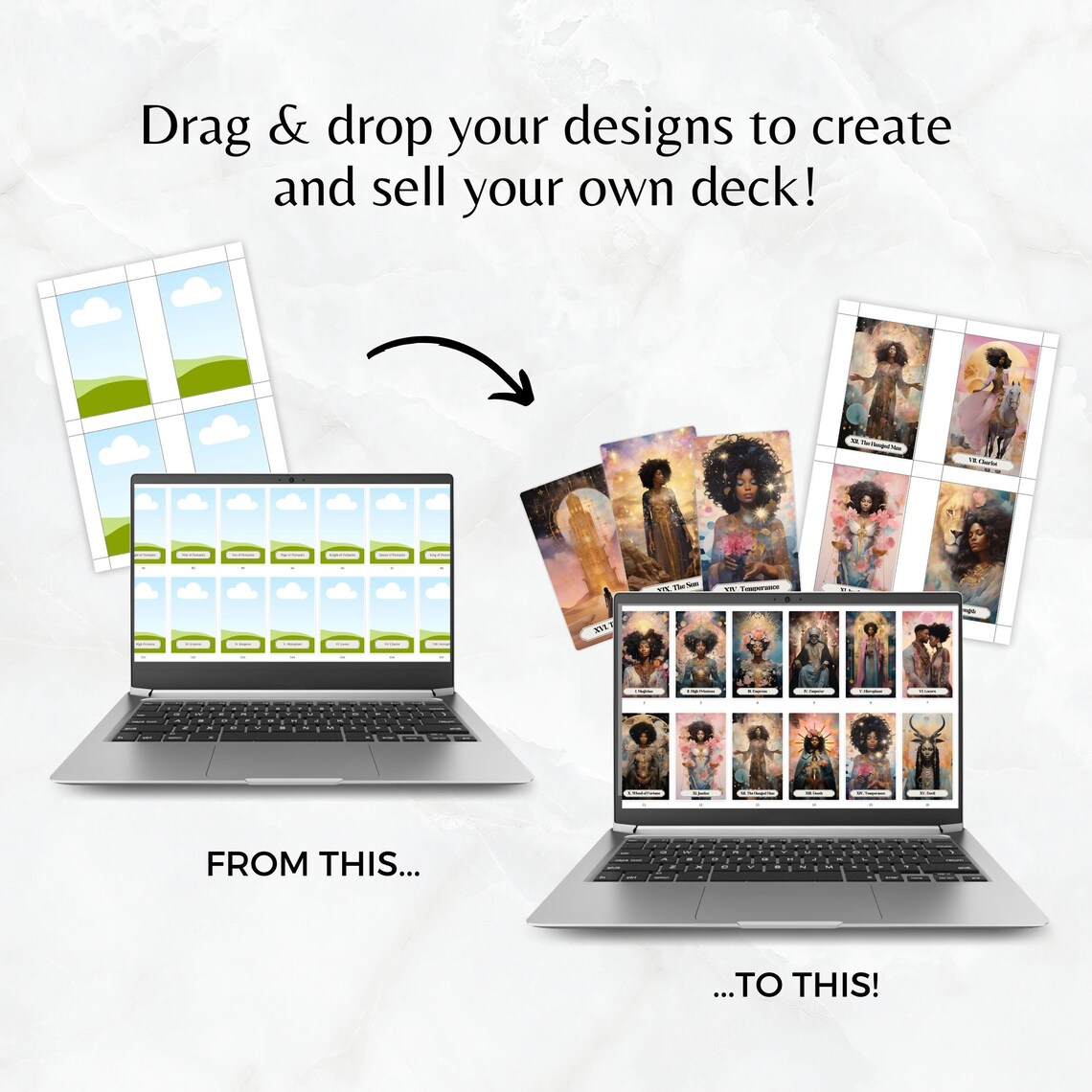 Tarot Deck Canva Template, DIY Editable Rider Waite Smith & Lenormand ...