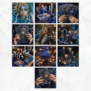 Mystical Woman Stock Photos, Blue and Gold Tarot Reading Images, Mystic ...
