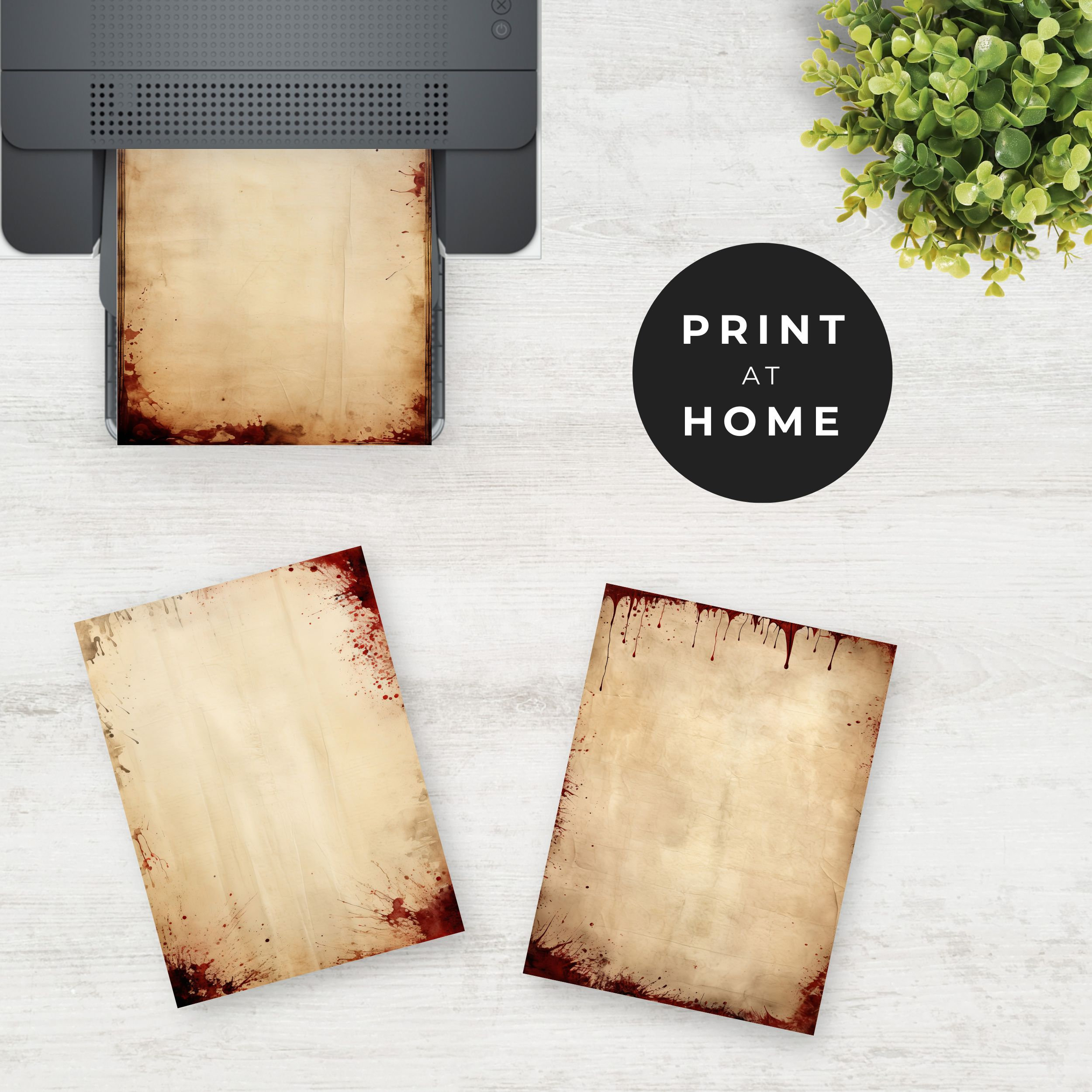 Bloody Borders Junk Journal Paper, Empty Grimoire Pages With Blood ...