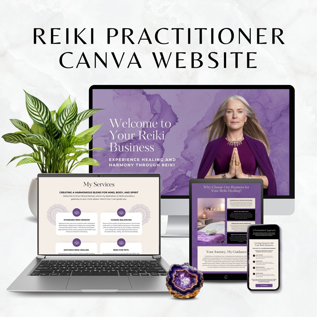 Reiki Canva Website Template, Spiritual Canva Website for Coach, Reiki ...