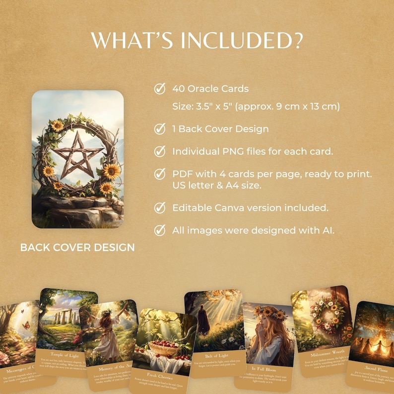 Litha Oracle Deck, Summer Solstice Printable Cards, Wiccan Wheel of the ...
