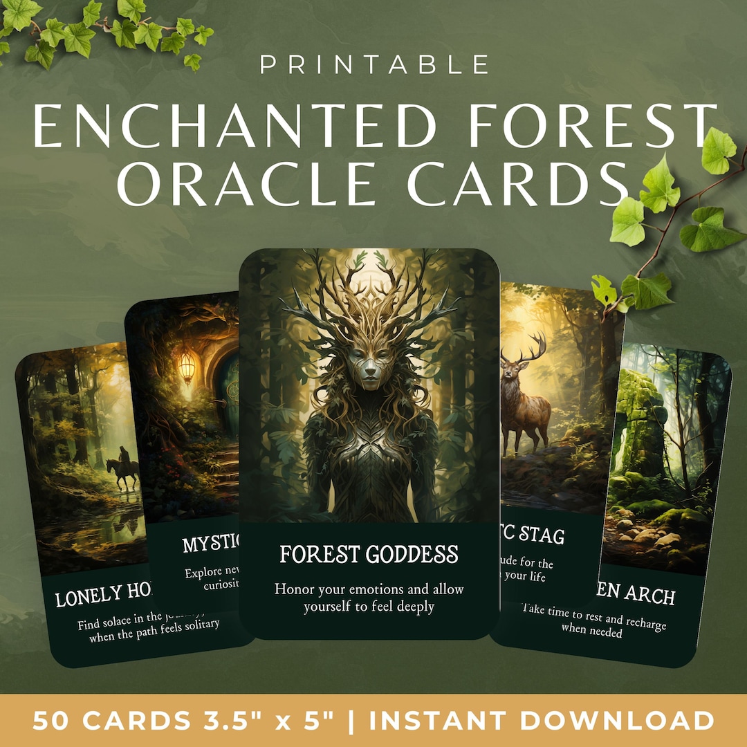 Enchanted Forest Oracle Card Deck, Printable Cards With Mystical ...