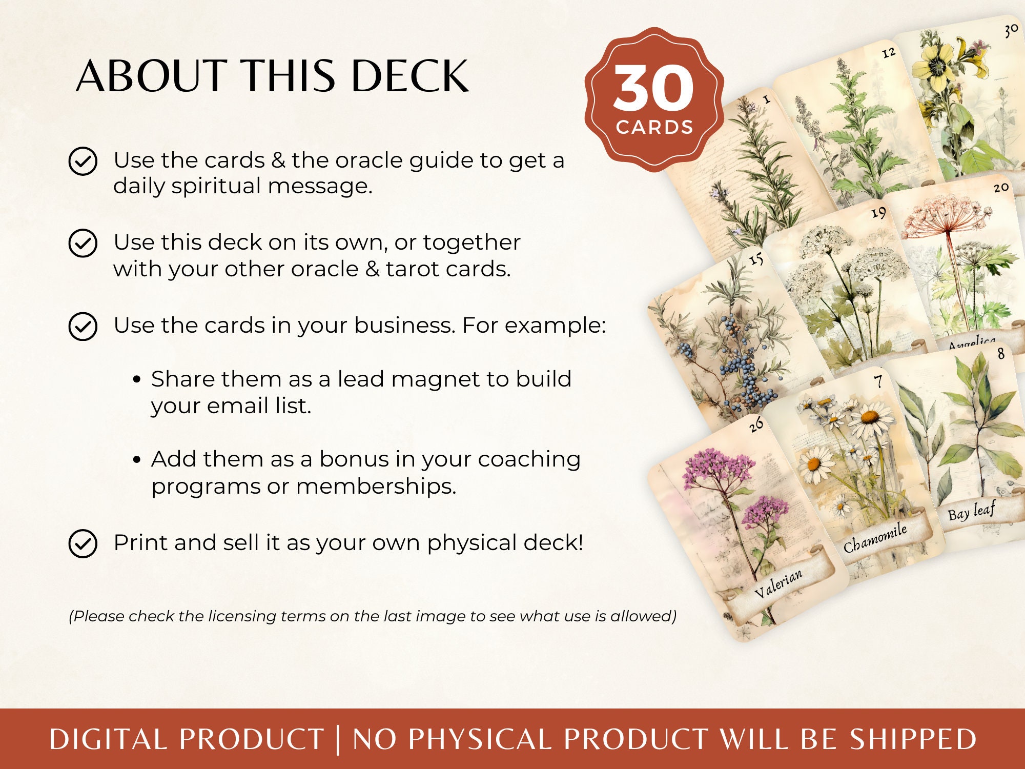 Plants & Herbs Oracle Deck With Guide, Printable Botanical Oracle Cards ...