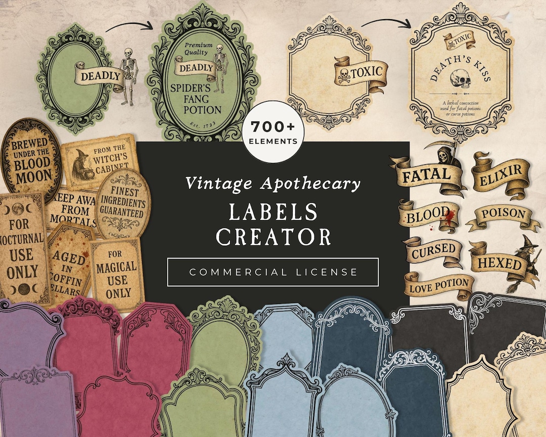 Apothecary Potion Labels Template, Printable Vintage Blank Bottle ...