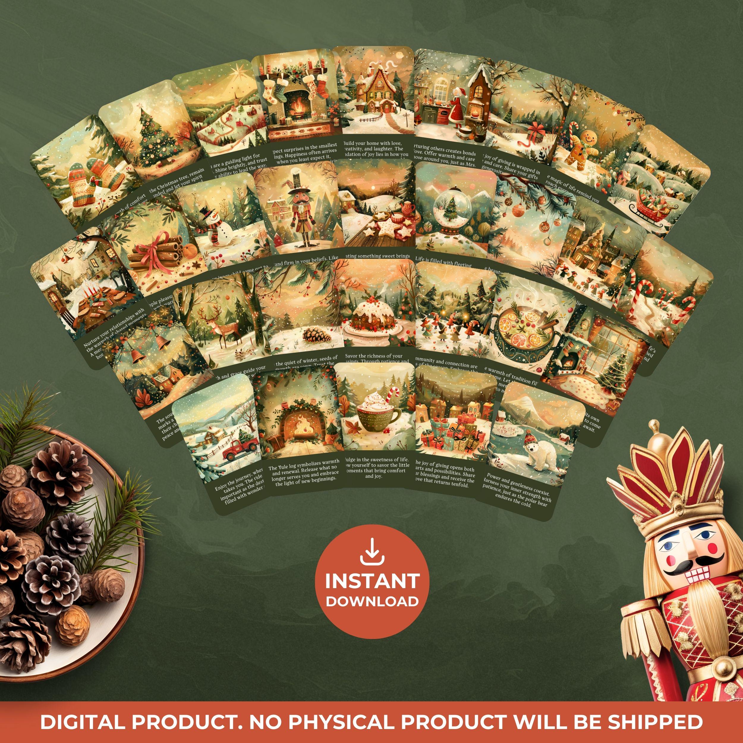 Christmas Oracle Deck, Printable Cards With Cute Xmas Symbols & Animals ...