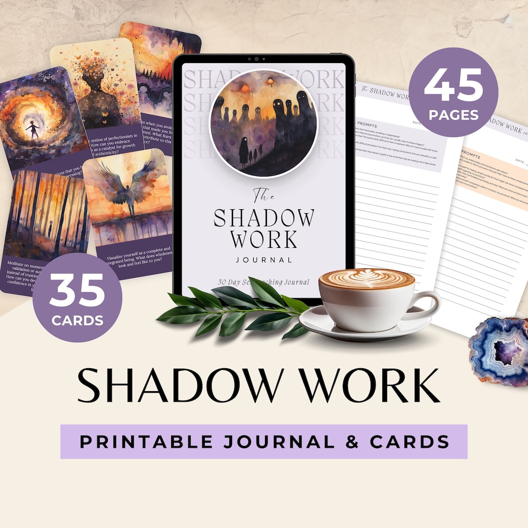 Shadow Work Journal and Oracle Cards, Printable Guided Planner and ...
