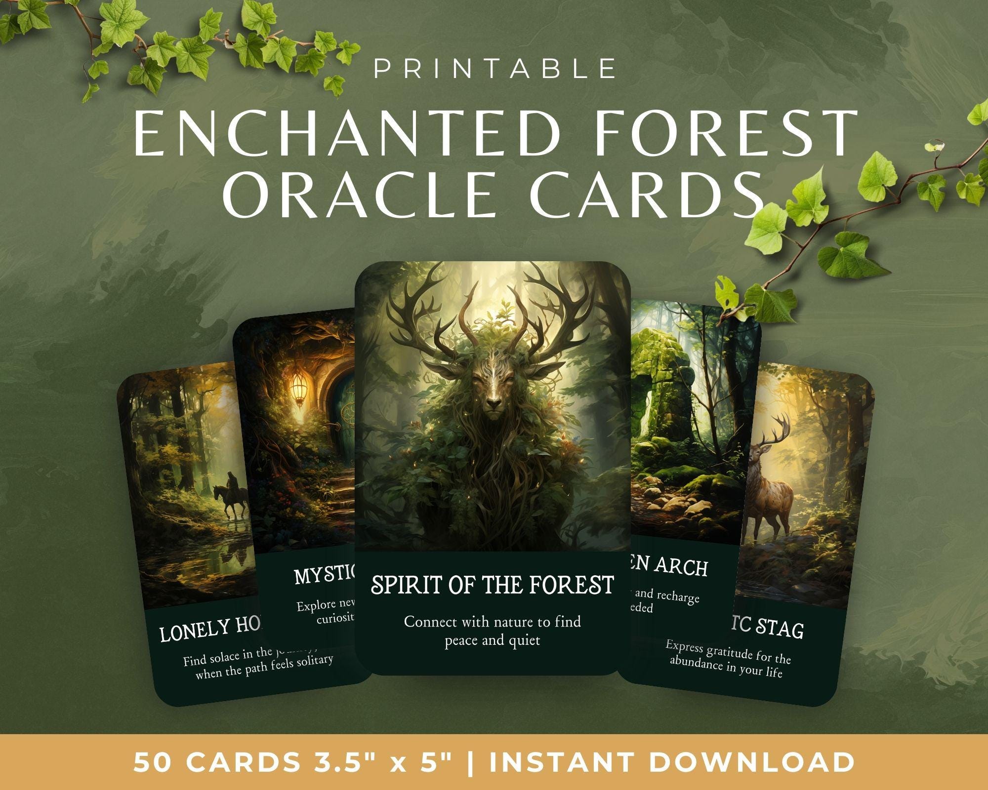 Enchanted Forest Oracle Card Deck, Printable Cards With Mystical ...