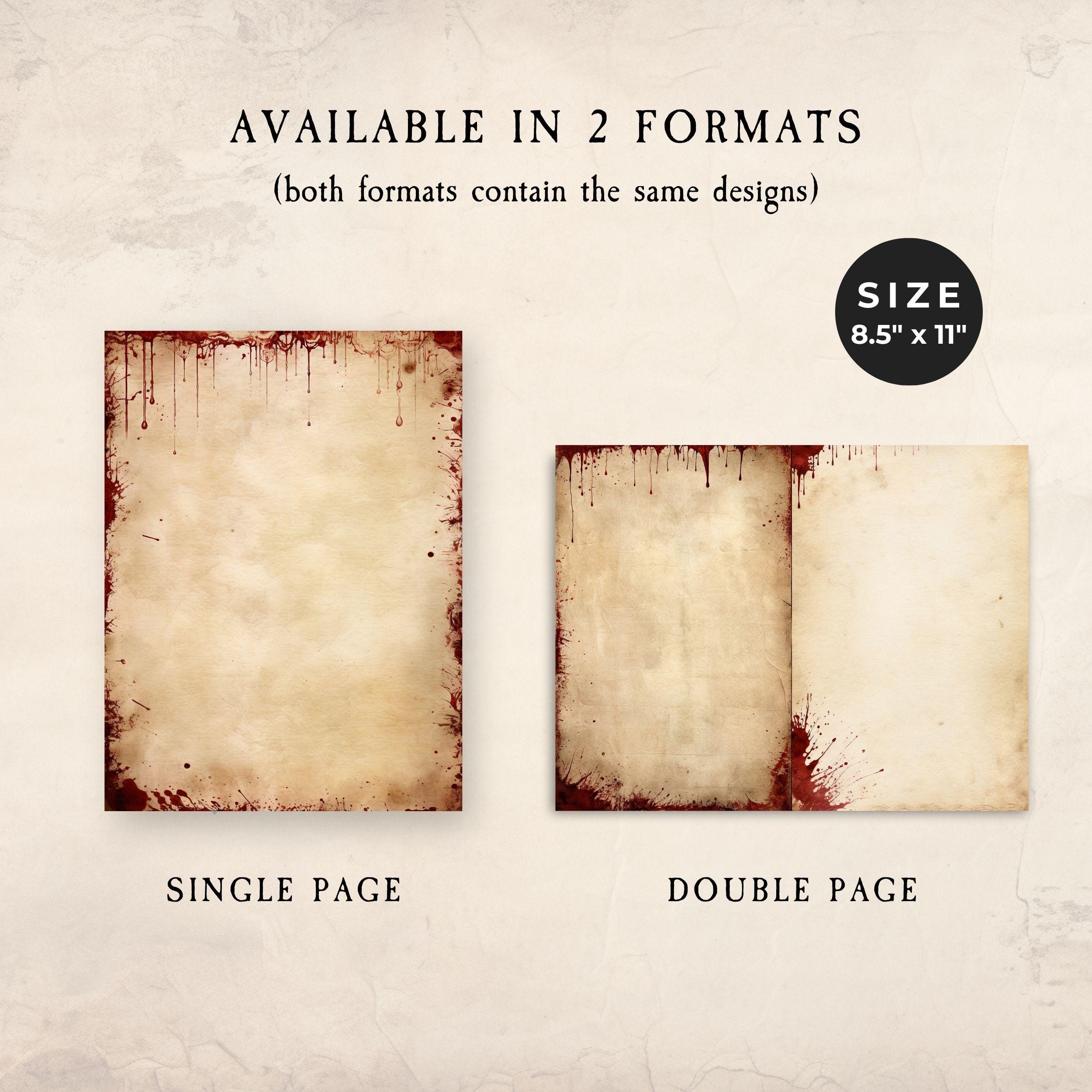 Bloody Borders Junk Journal Paper, Empty Grimoire Pages With Blood ...