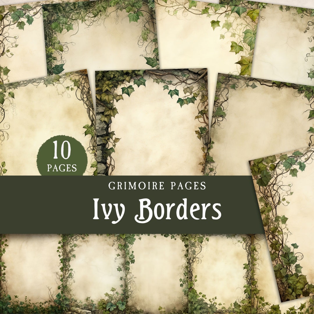 Ivy Vines Border Junk Journal Paper, Celtic Witch Blank Grimoire Pages ...