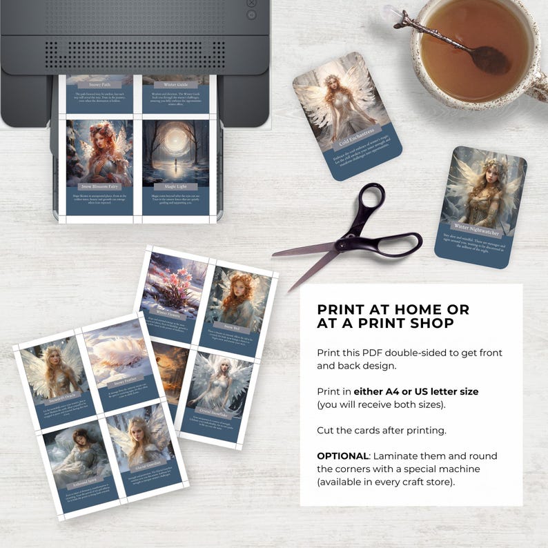 Winter Fairy Oracle Deck, Printable Cards With Snowy Forest and Ice ...