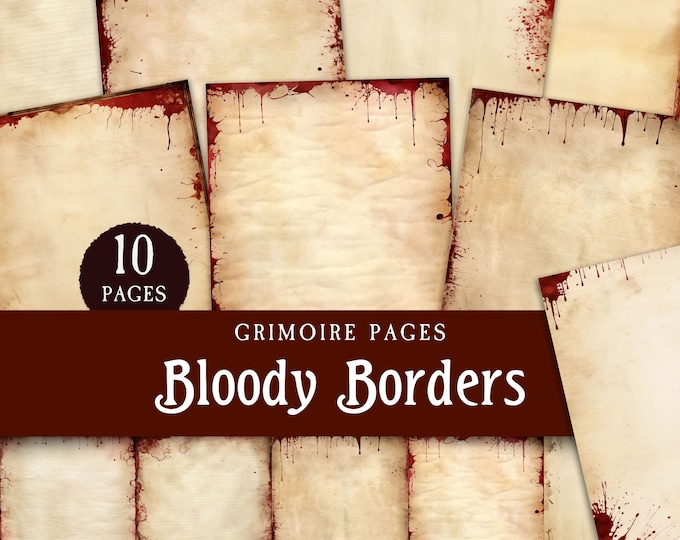 Bloody Borders Junk Journal Paper, Empty Grimoire Pages With Blood ...