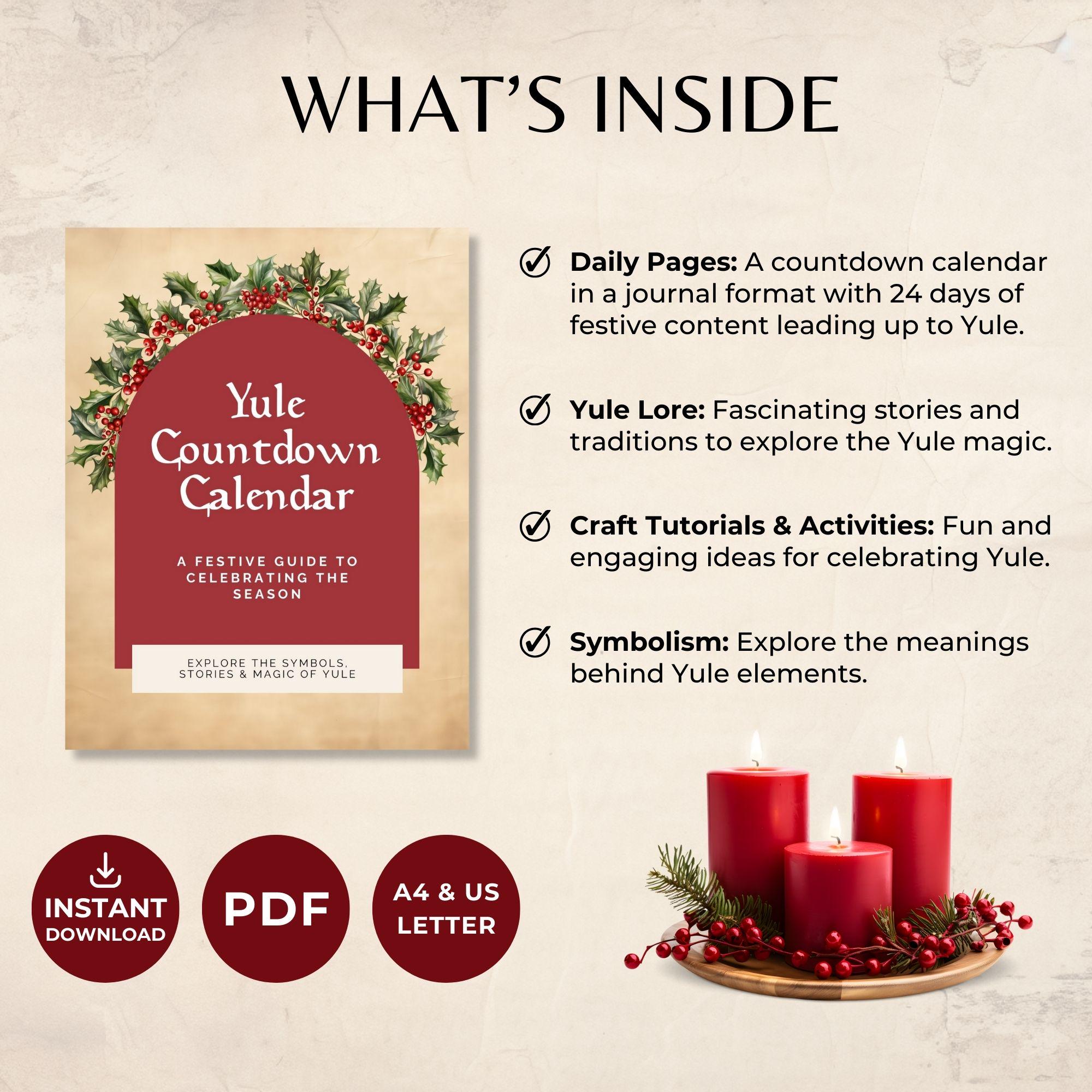 Yule Countdown Calendar, Pagan Christmas Advent Calendar, Printable ...