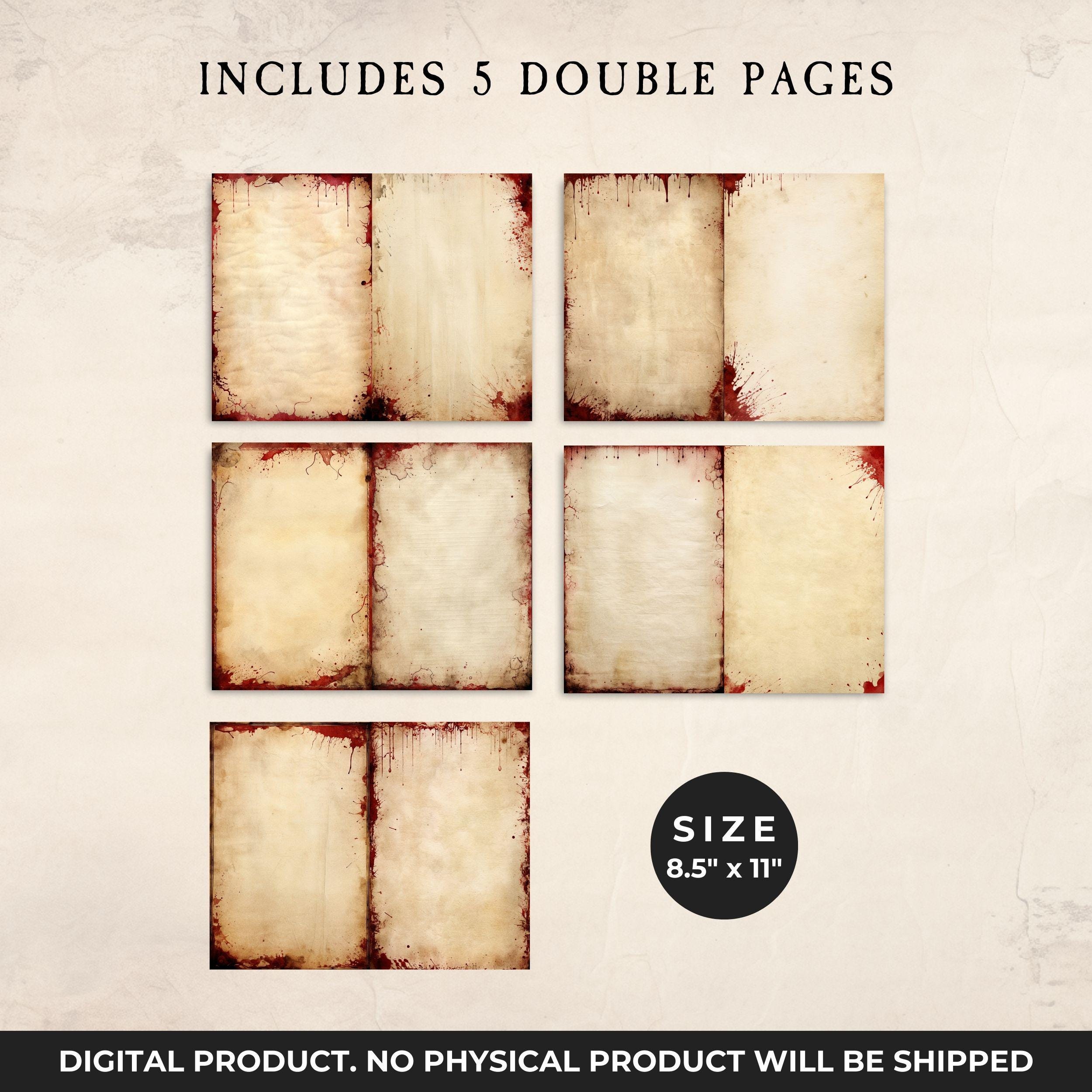 Bloody Borders Junk Journal Paper, Empty Grimoire Pages With Blood ...