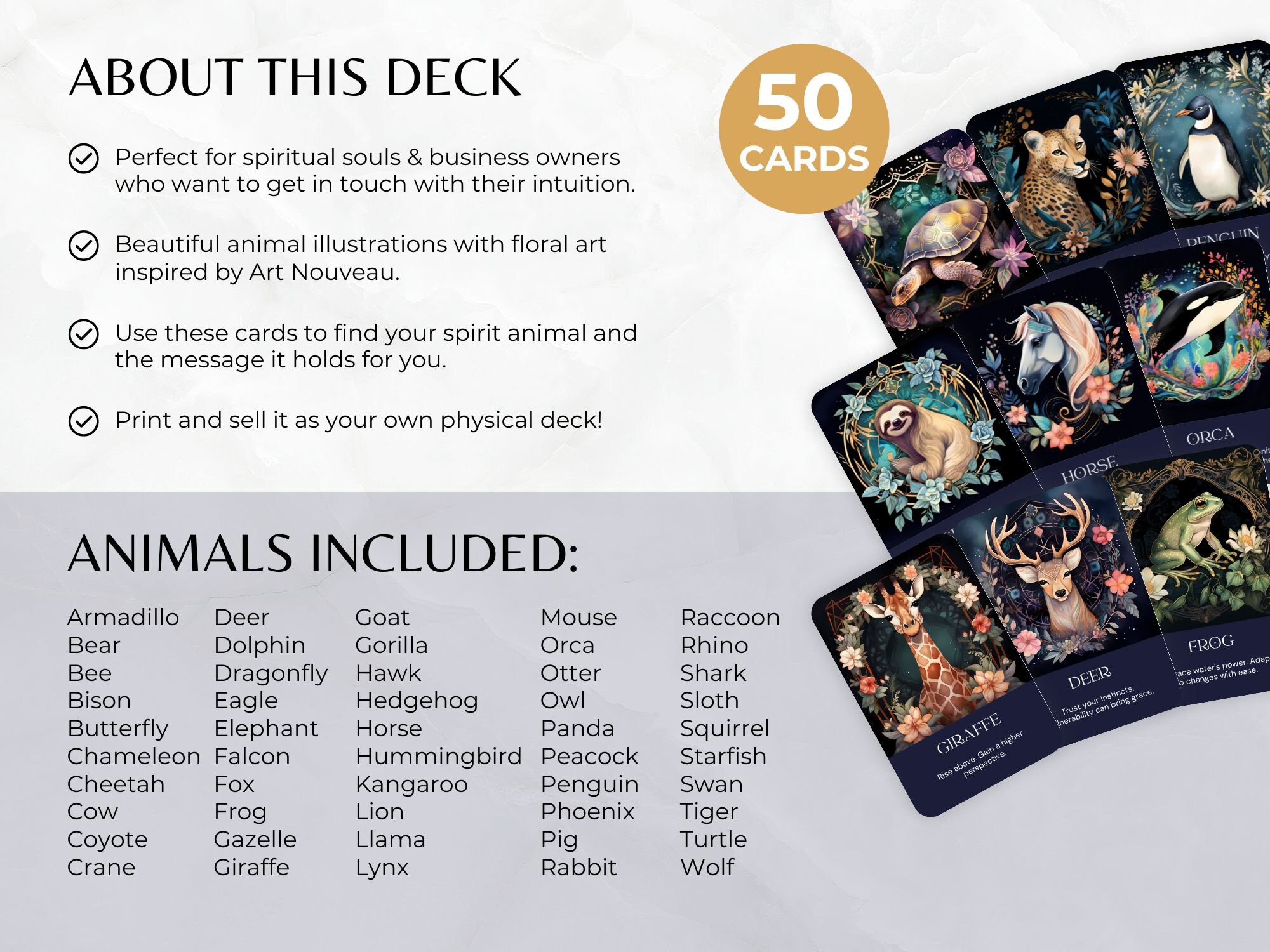 Spirit Animal Oracle Card Deck, Printable Oracle Cards, Spiritual Guide Message, Divination Tool ...