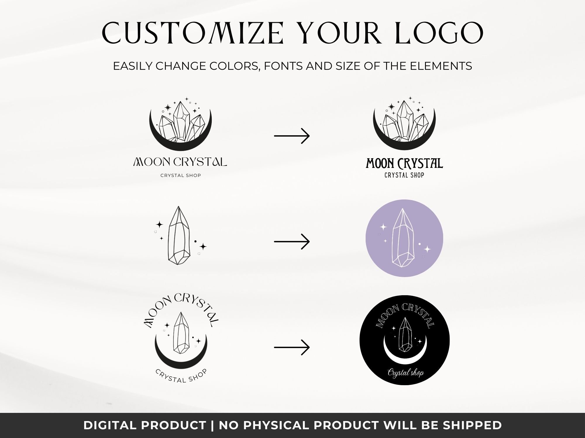 Moon Crystal Logo, Spiritual Branding Kit, Crystals Shop Brand Board ...