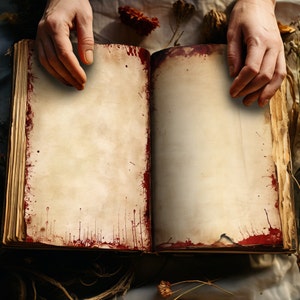 Bloody Borders Junk Journal Paper, Empty Grimoire Pages With Blood ...