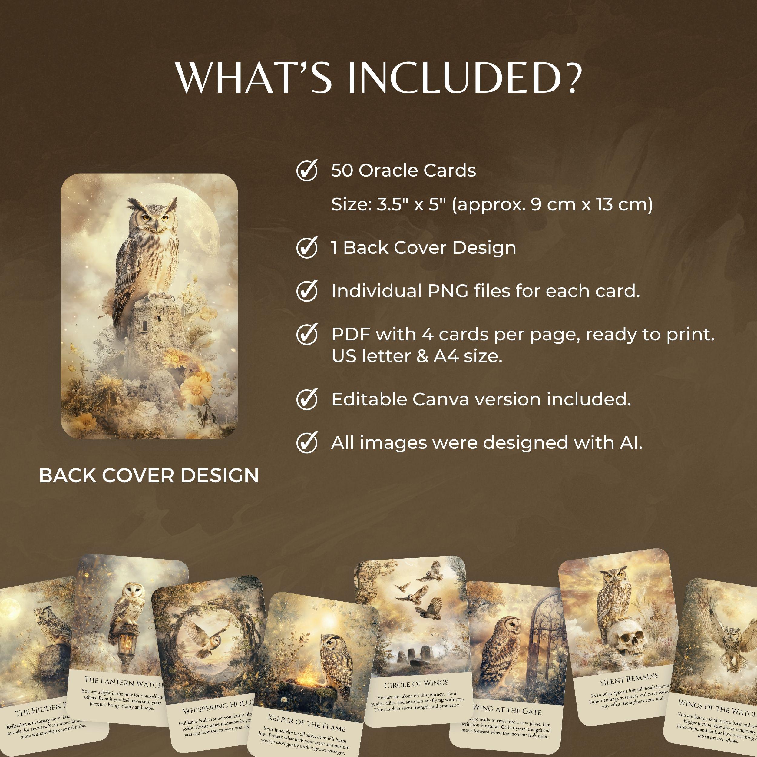 Owl Oracle Cards, Printable Oracle Deck With Mystical Owls, Birds of ...