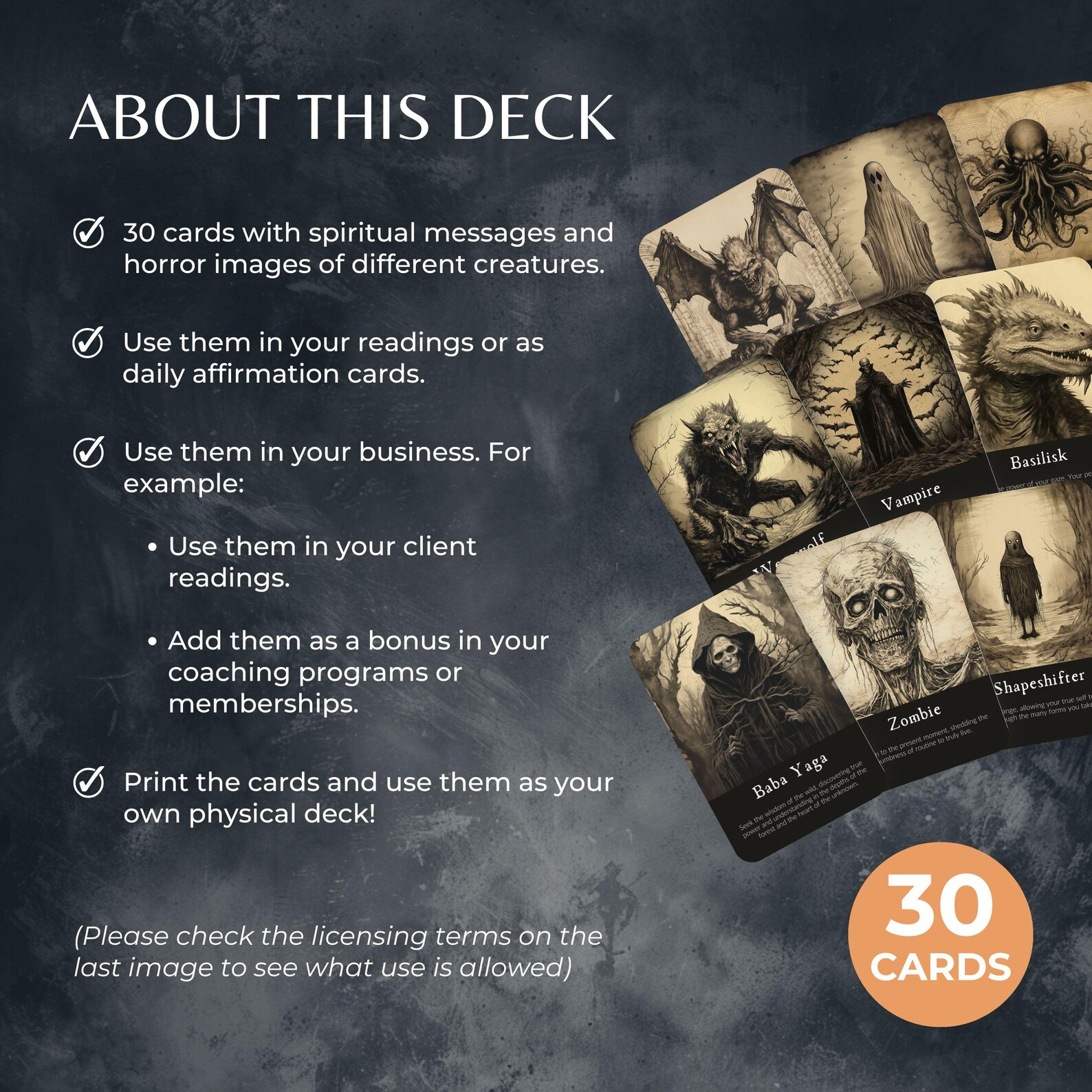 Halloween Oracle Deck With Monsters, Demons & Horror Creatures ...