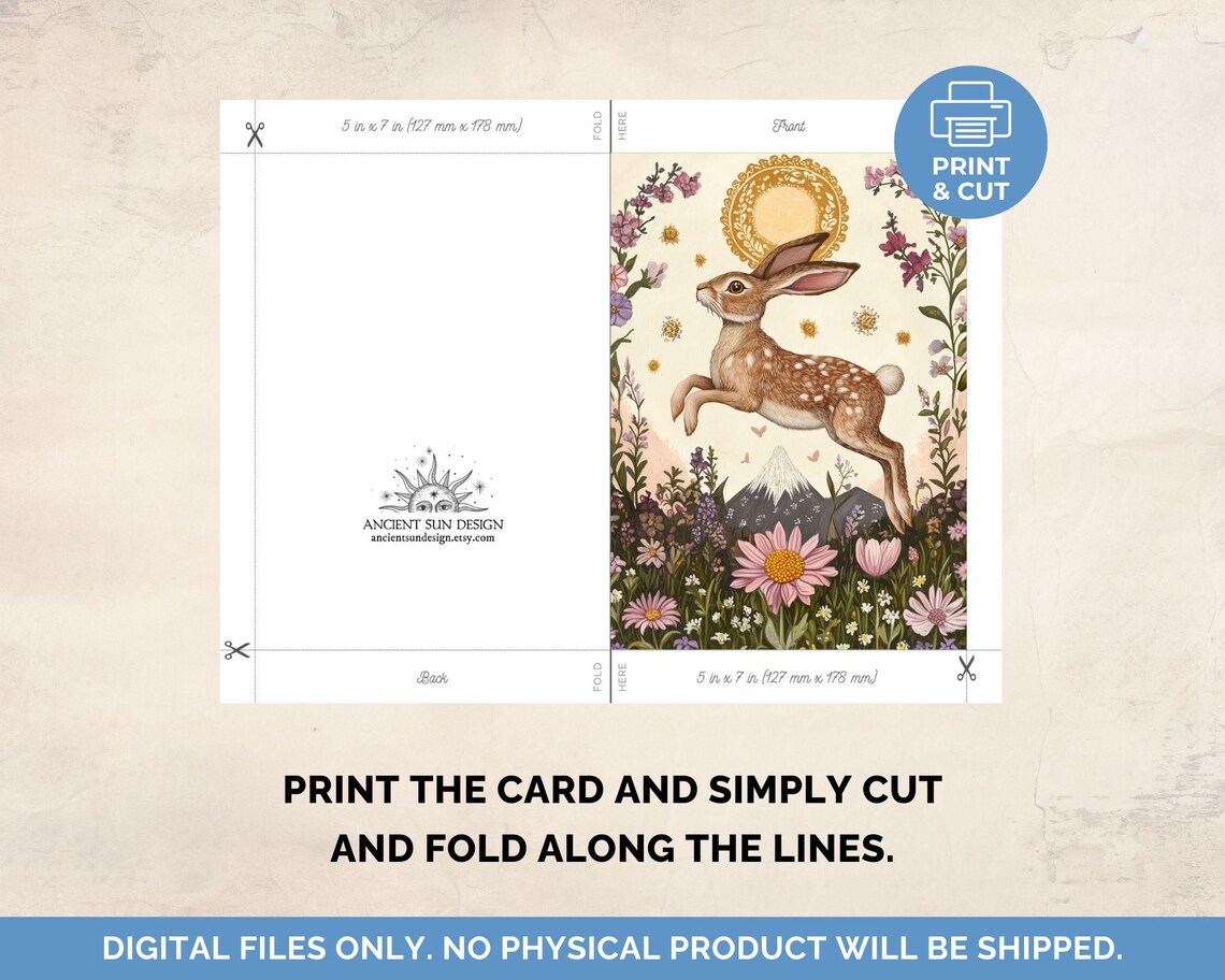 Spring Equinox Card Printable, Ostara Hare Greeting Card, Pagan Easter ...