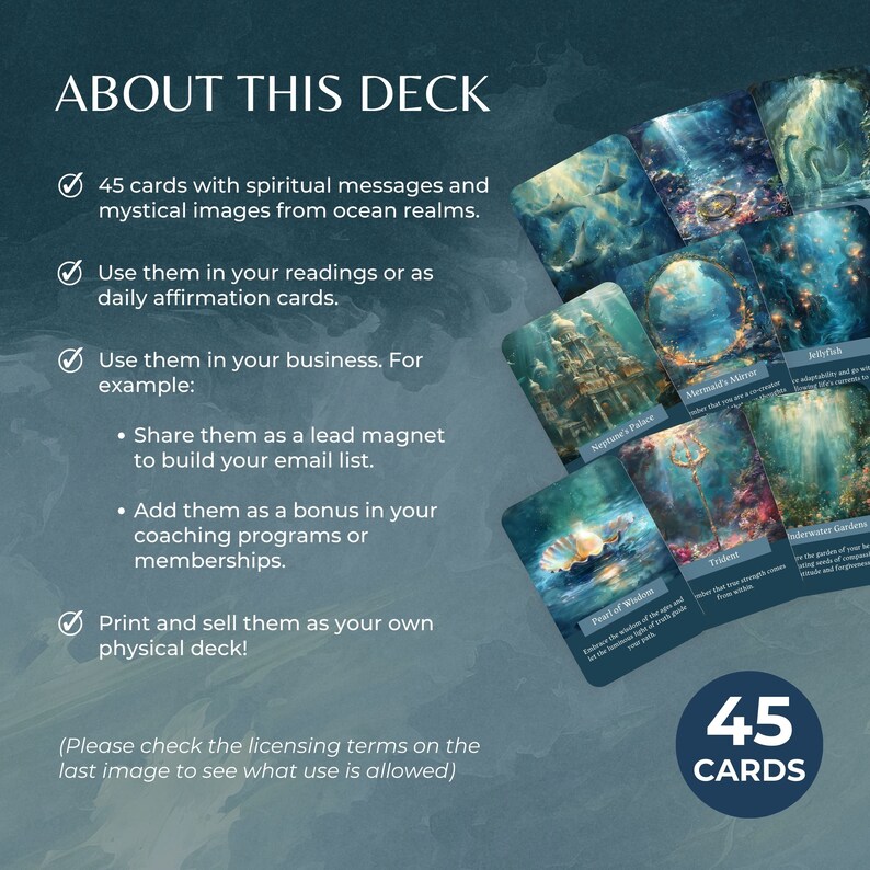Printable Ocean Oracle Card Deck, Under the Sea Cards With Mystical ...