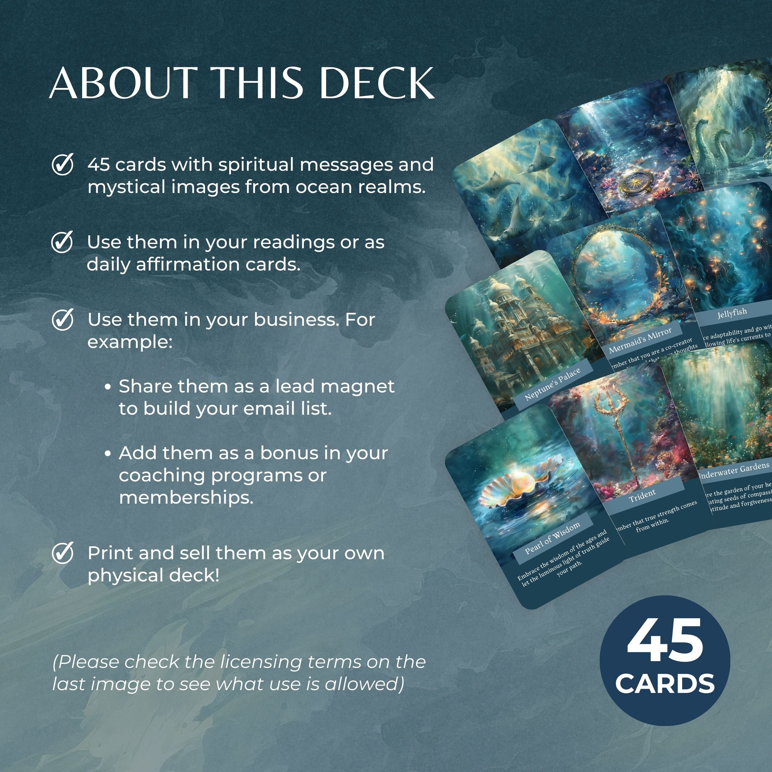 Printable Ocean Oracle Card Deck, Under the Sea Cards With Mystical ...