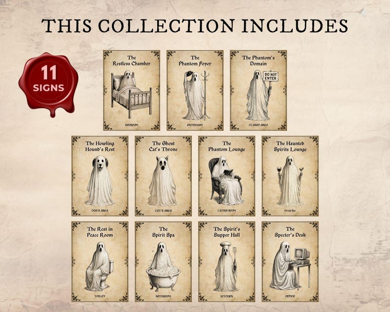 Printable Ghosts Room Signs, Cute Halloween Party Decoration, Haunted ...