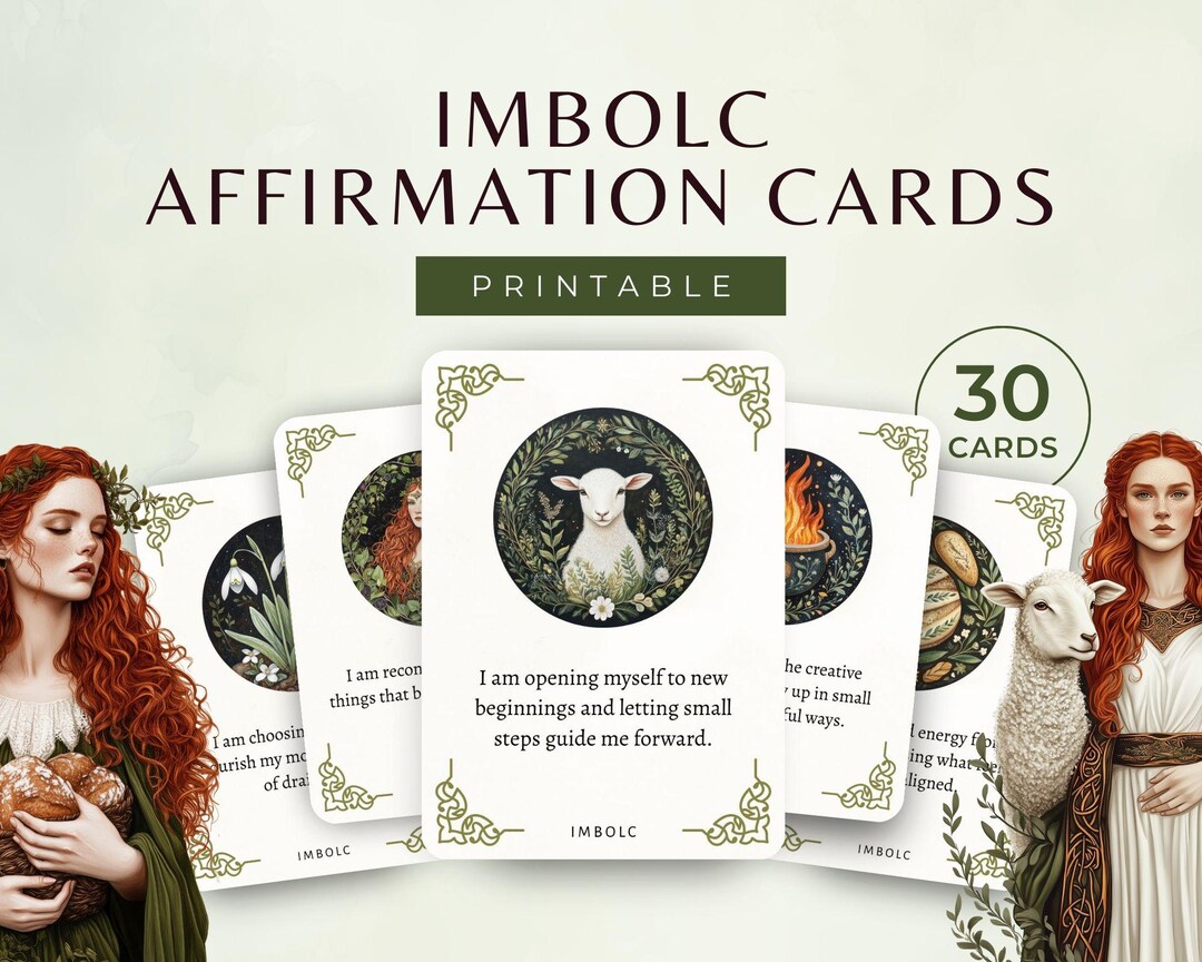 Imbolc Affirmation Cards, Printable Wheel of the Year Card Deck ...