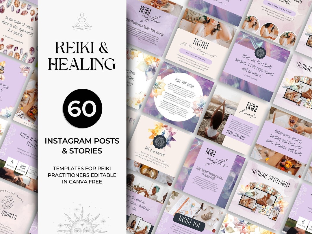 Reiki Instagram Posts Templates, Crystal Healing Post and Story ...
