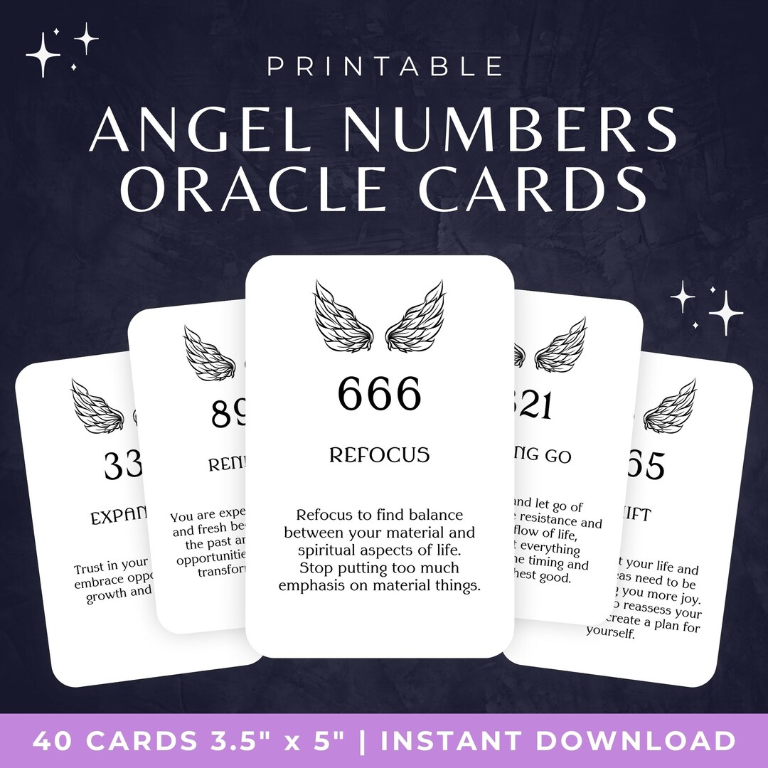 Angel Numbers Oracle Cards, Printable Oracle Card Deck, Spirit Guide Message, Spiritual Guidance ...