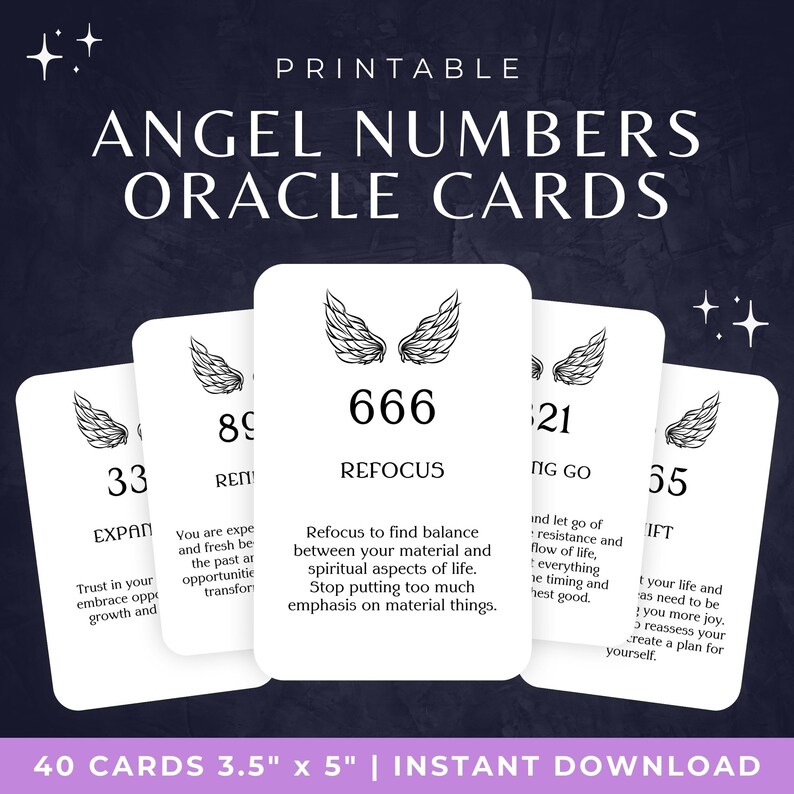 Angel Numbers Oracle Cards, Printable Oracle Card Deck, Spirit Guide ...
