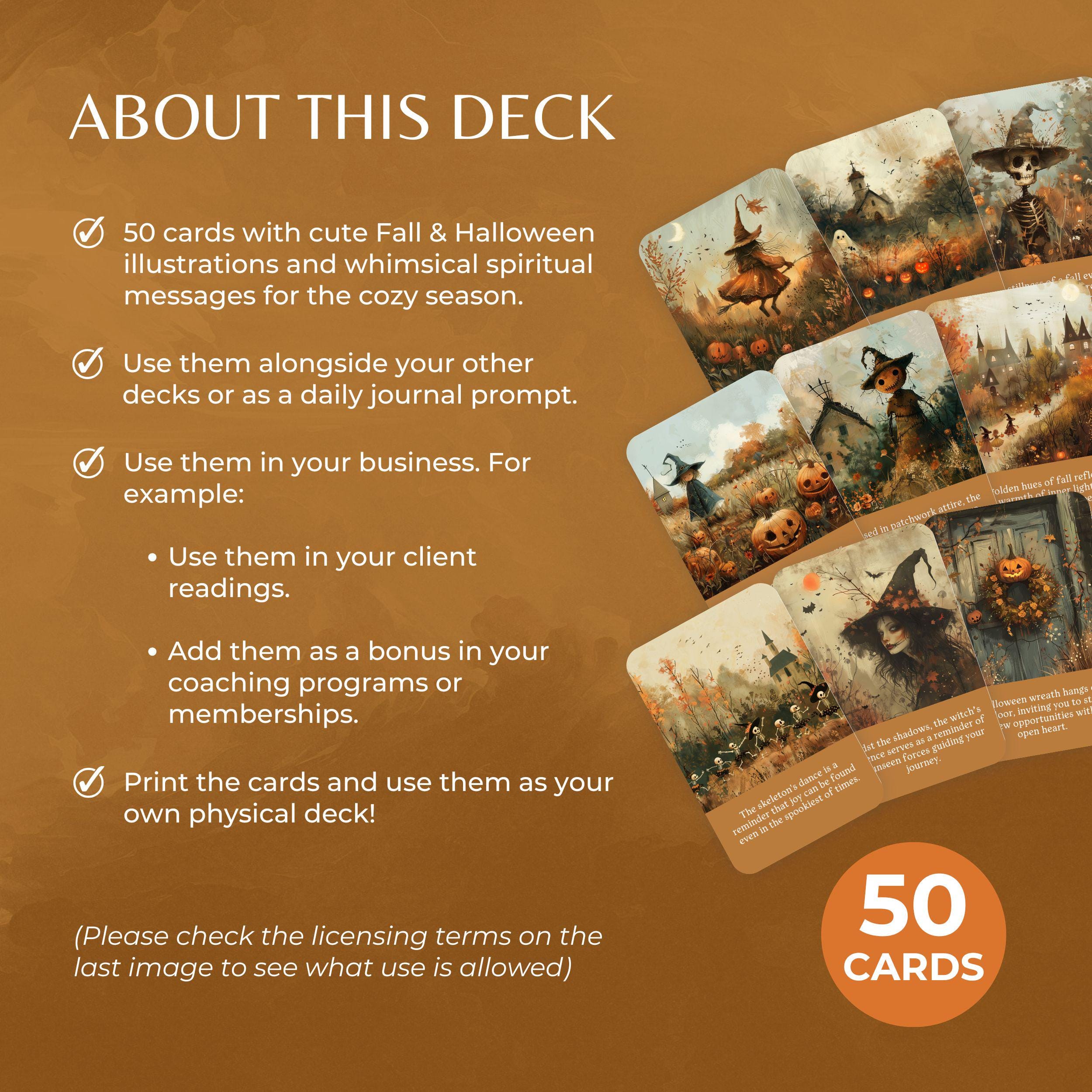 Halloween Oracle Deck, Printable Cards With Cute & Spooky Pumpkins ...