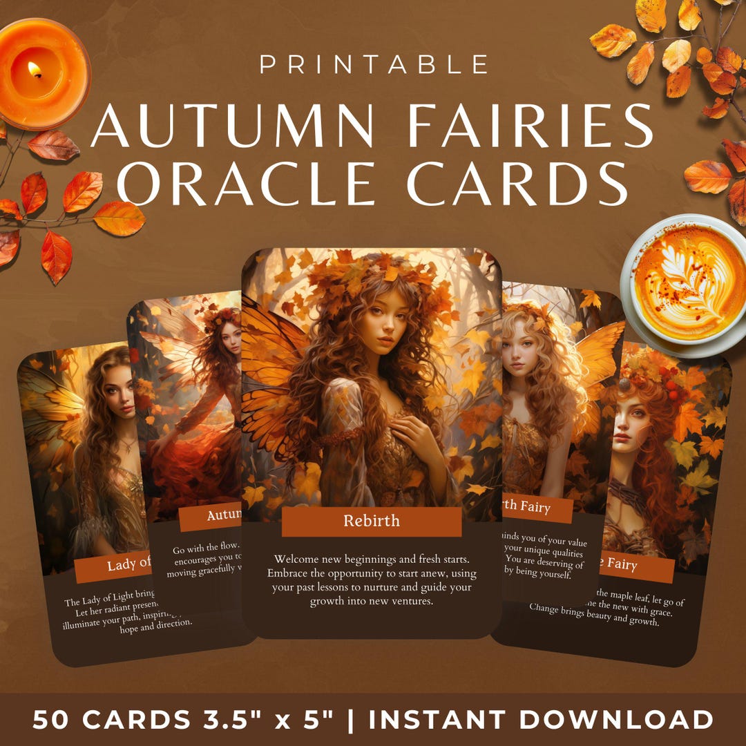 Autumn Fairy Oracle Deck, Printable Cards With Enchanted Fall Forest ...