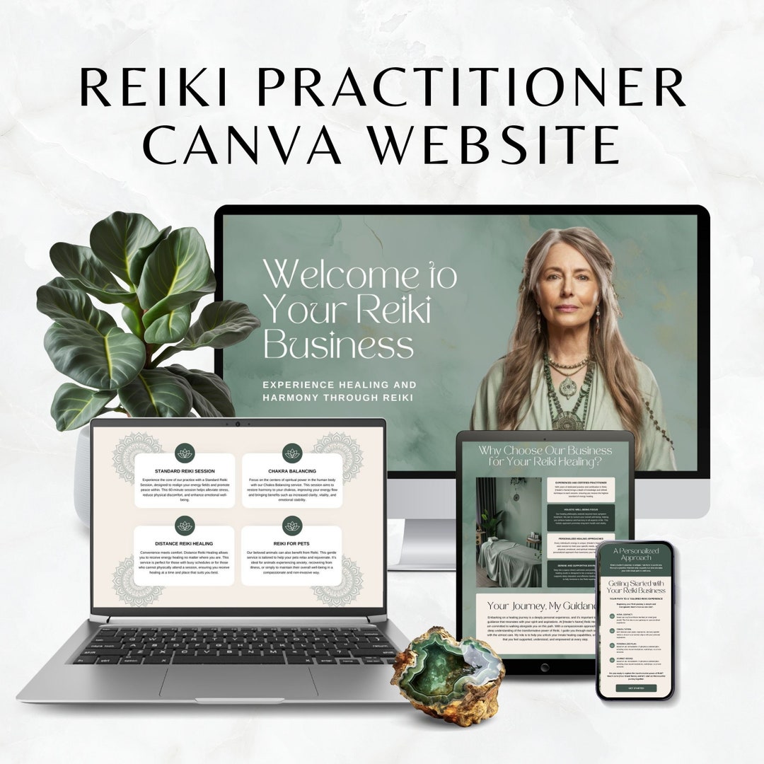 Reiki Canva Website Template, Spiritual Coach Editable Canva Design ...