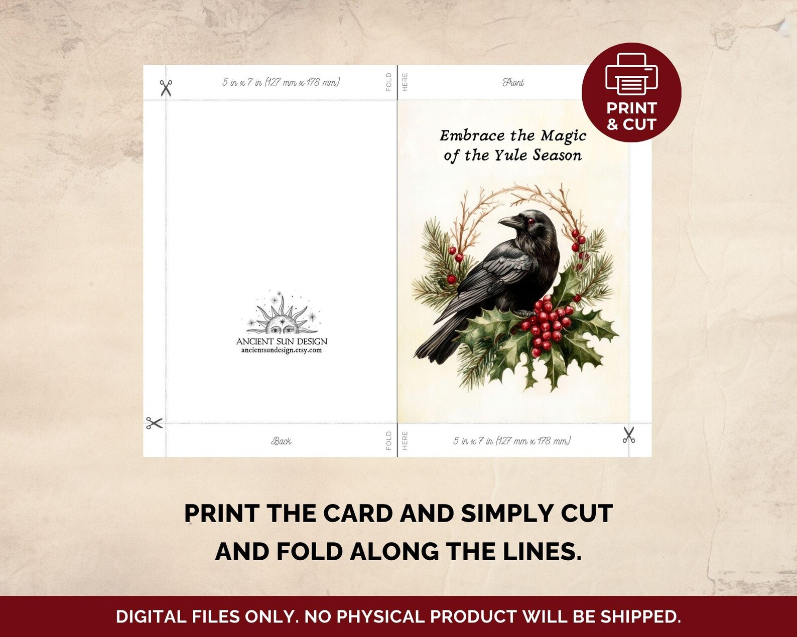 Winter Solstice Card Set, Printable Forest Animal Yule Card Pack, Pagan ...