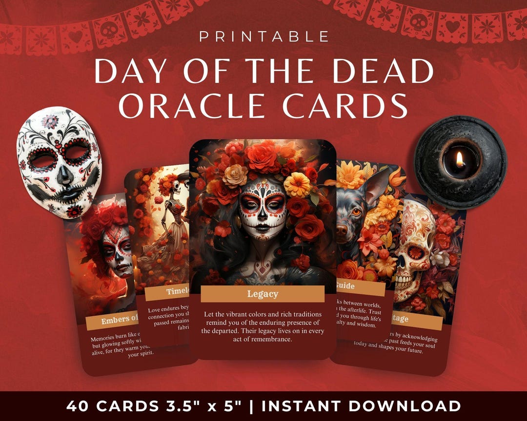 Dia De Los Muertos Oracle Deck, Mexican Halloween Printable Cards ...