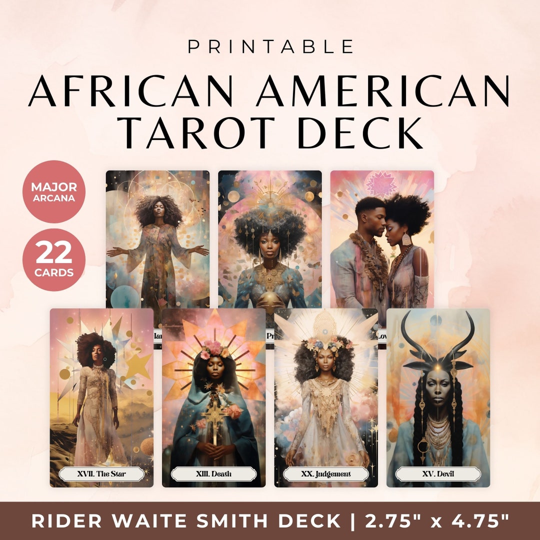 African American Tarot Card Deck, Major Arcana Black Women Tarot PNG, Printable Rider Waite ...