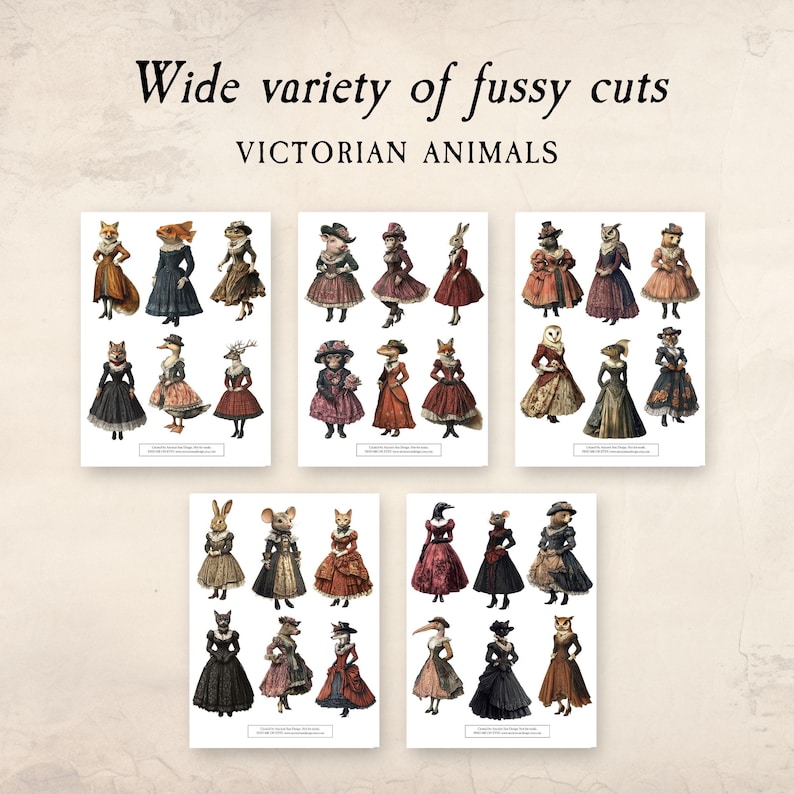 Victorian Animals Paper Dolls, Printable XIX Century Characters Fussy ...