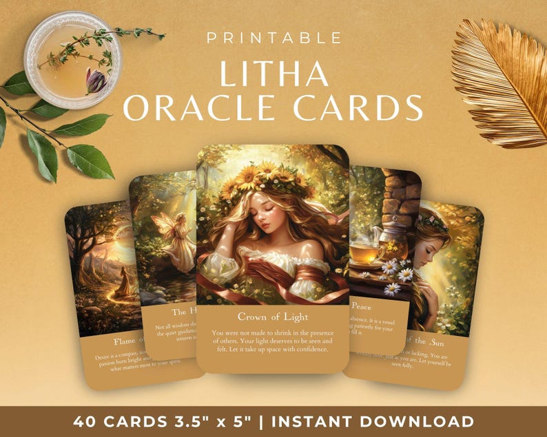 Litha Oracle Deck, Summer Solstice Printable Cards, Wiccan Wheel of the ...