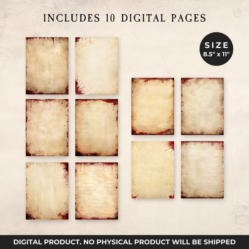Bloody Borders Junk Journal Paper, Empty Grimoire Pages With Blood ...