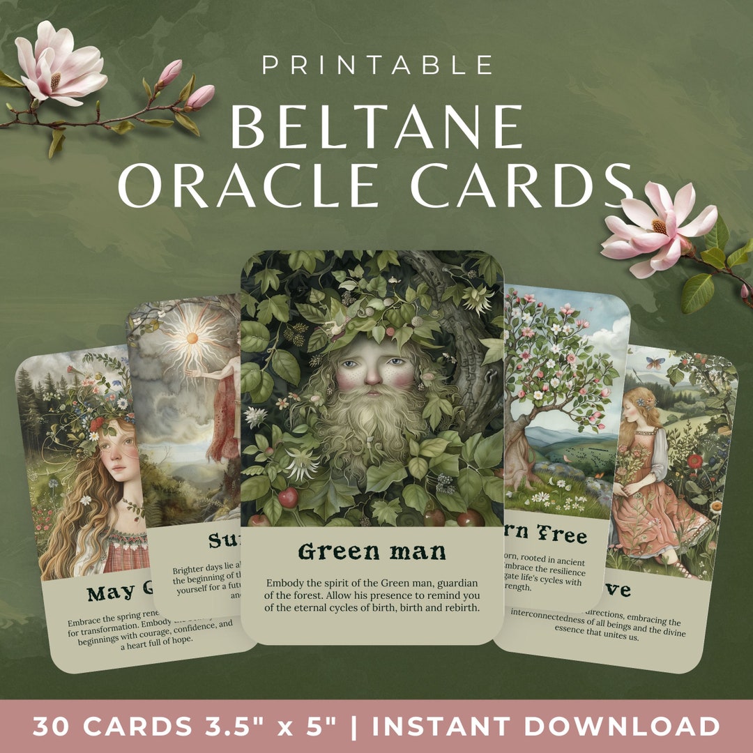 Beltane Printable Oracle Card Deck, Wheel of the Year Affirmation Cards ...