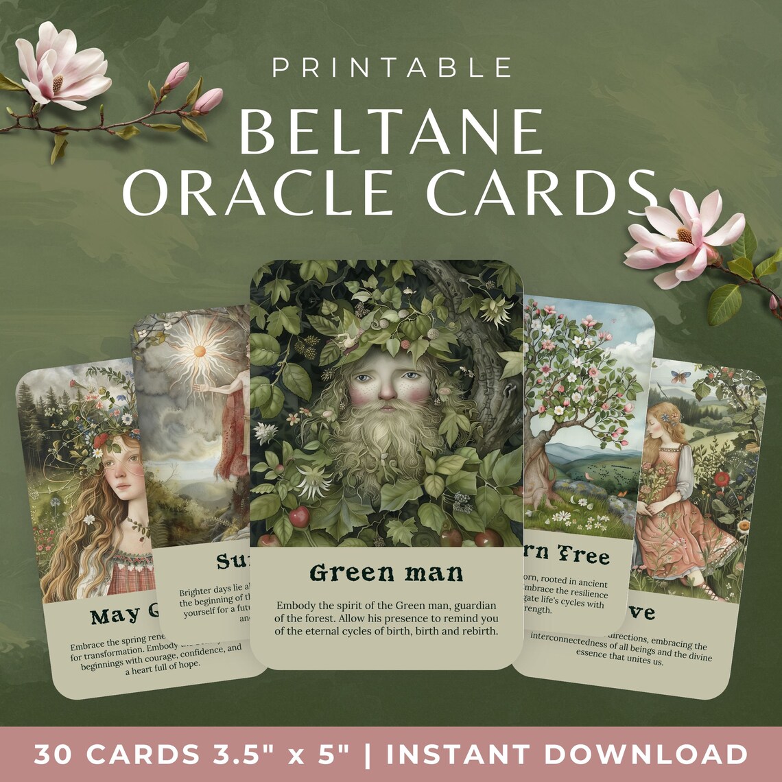 Beltane Printable Oracle Card Deck, Wheel of the Year Affirmation Cards ...