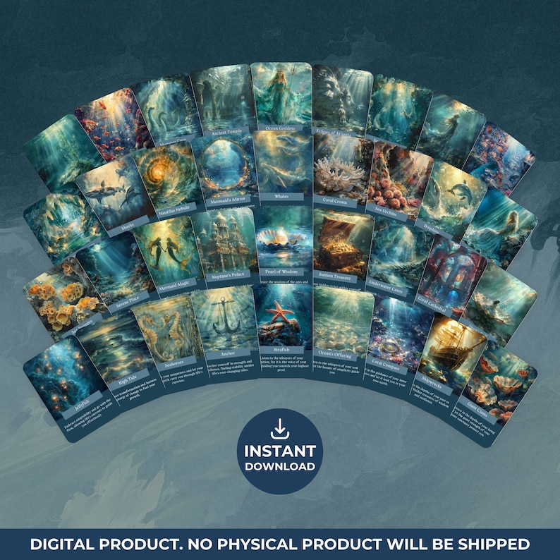 Printable Ocean Oracle Card Deck, Under the Sea Cards With Mystical ...
