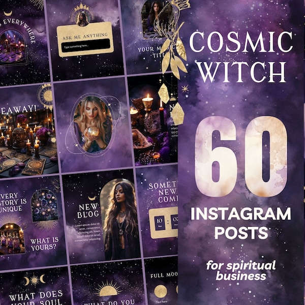 Oracle Card Mockup, Blue & Purple Oracle Deck Canva Template, Spiritual ...