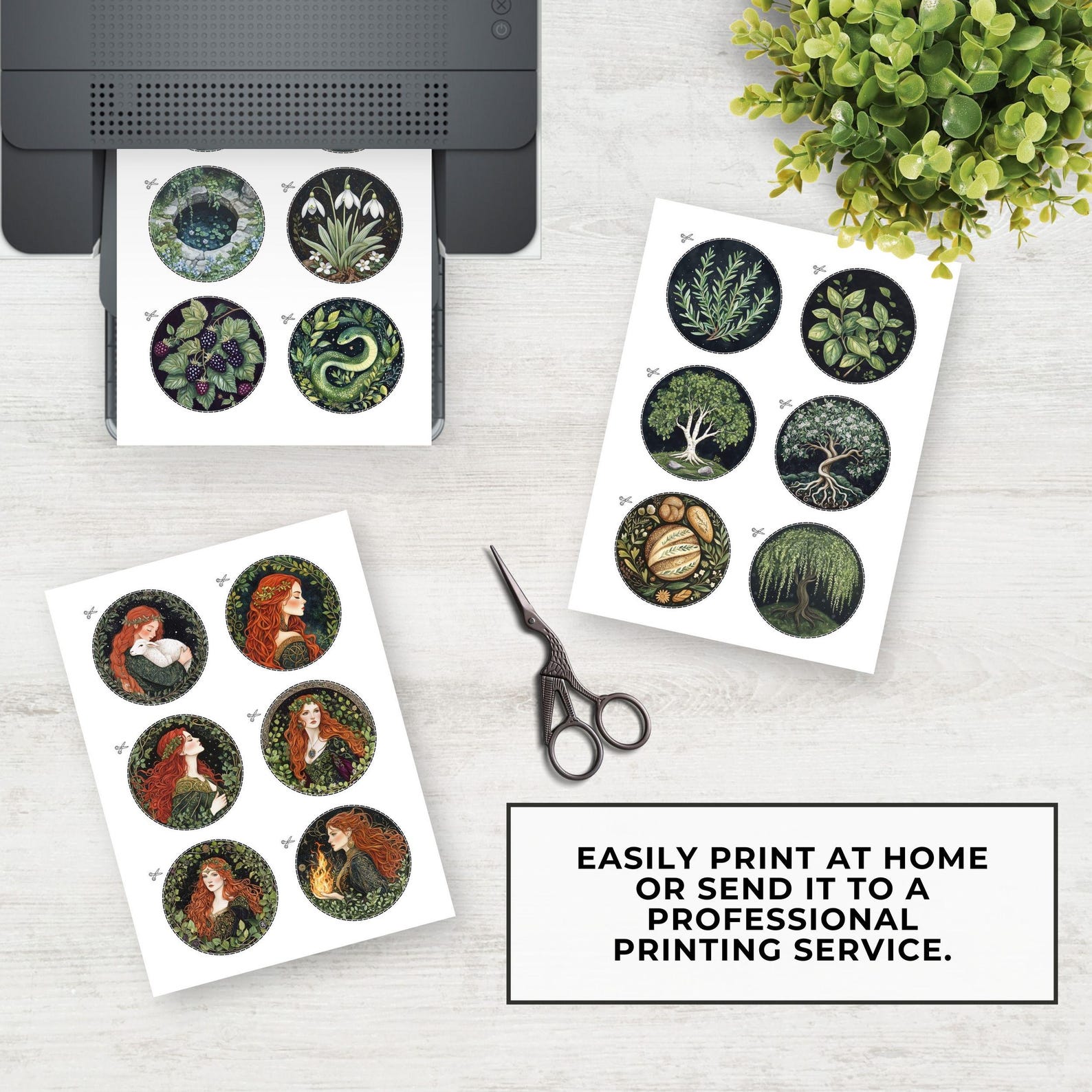Imbolc Round Tags, Printable Wheel of the Year Gift Label, Wiccan ...