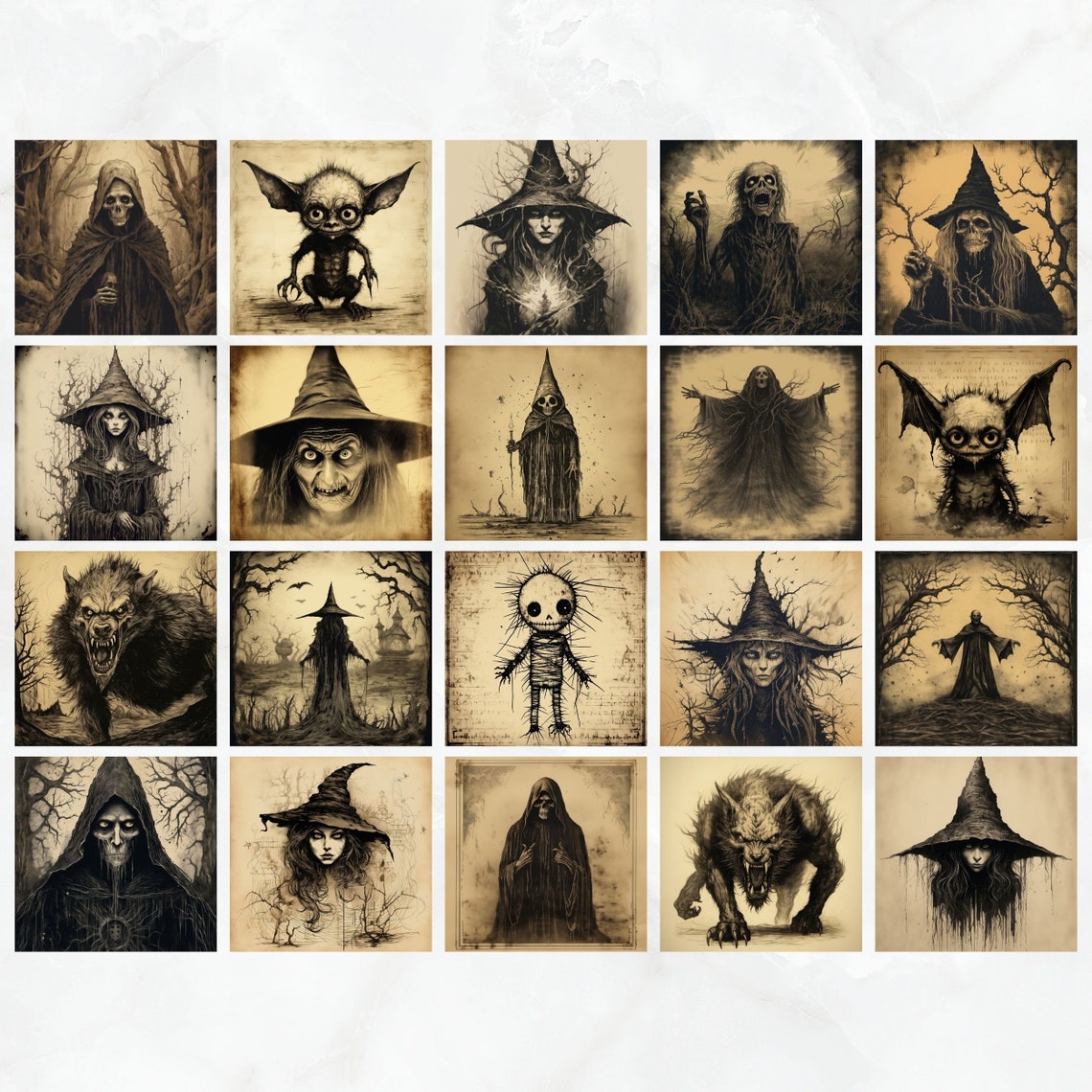 Creepy Monsters Junk Journal, Spooky Folklore Creatures Scrapbooking ...