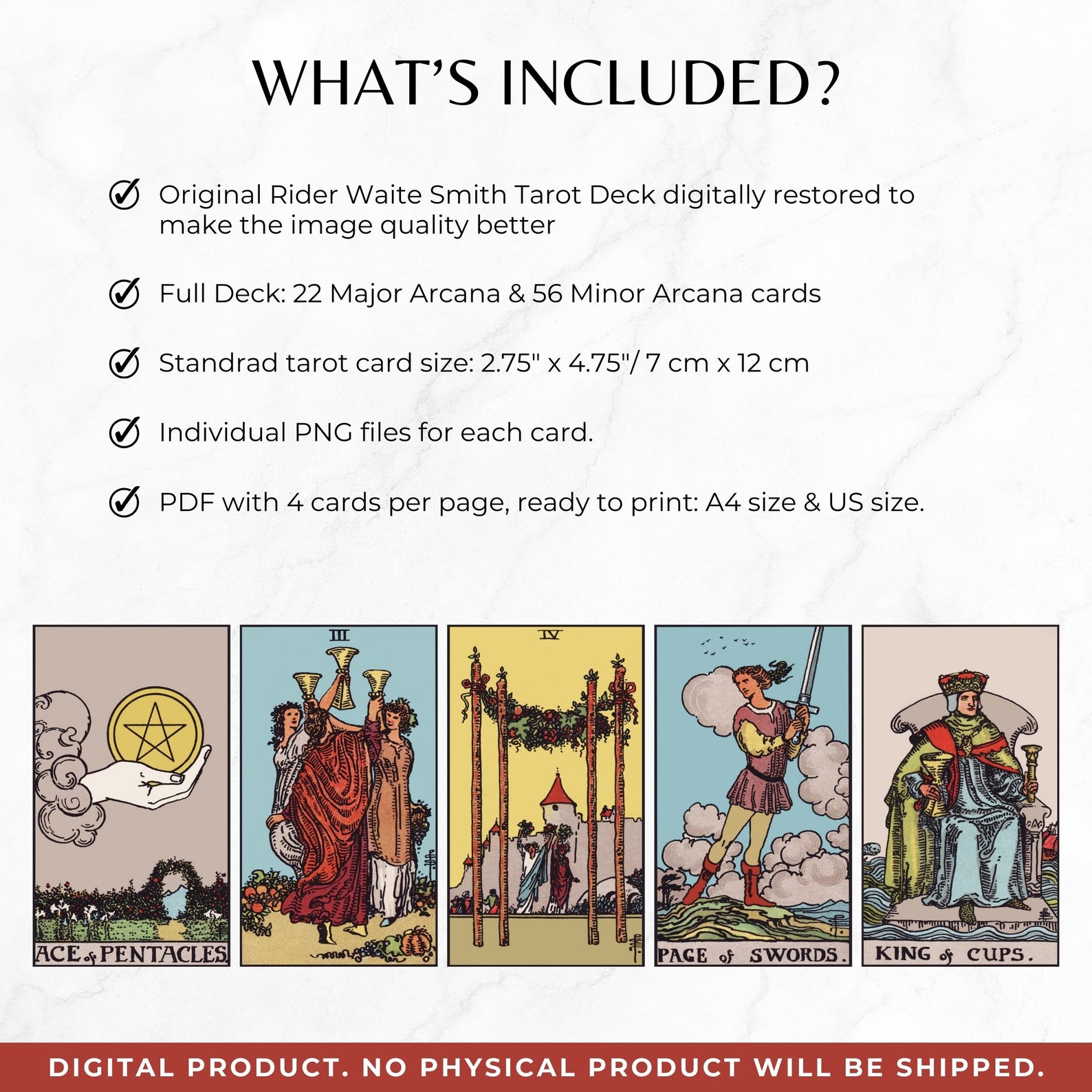 Original Rider Waite Tarot Deck, Restored & High Quality Printable ...