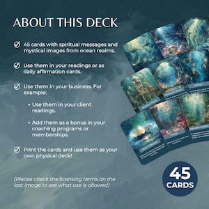 Printable Ocean Oracle Card Deck, Under the Sea Cards With Mystical ...