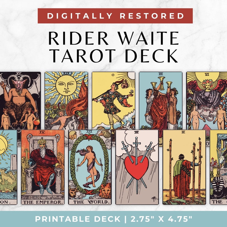 Original Rider Waite Tarot Deck, Restored & High Quality Printable ...