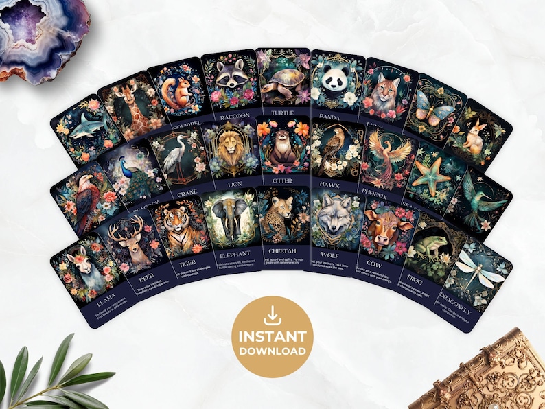 Spirit Animal Oracle Card Deck, Printable Oracle Cards, Spiritual Guide Message, Divination Tool ...