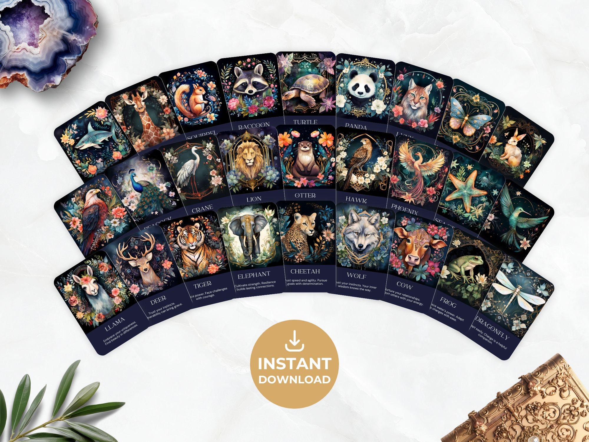 Spirit Animal Oracle Card Deck, Printable Oracle Cards, Spiritual Guide ...